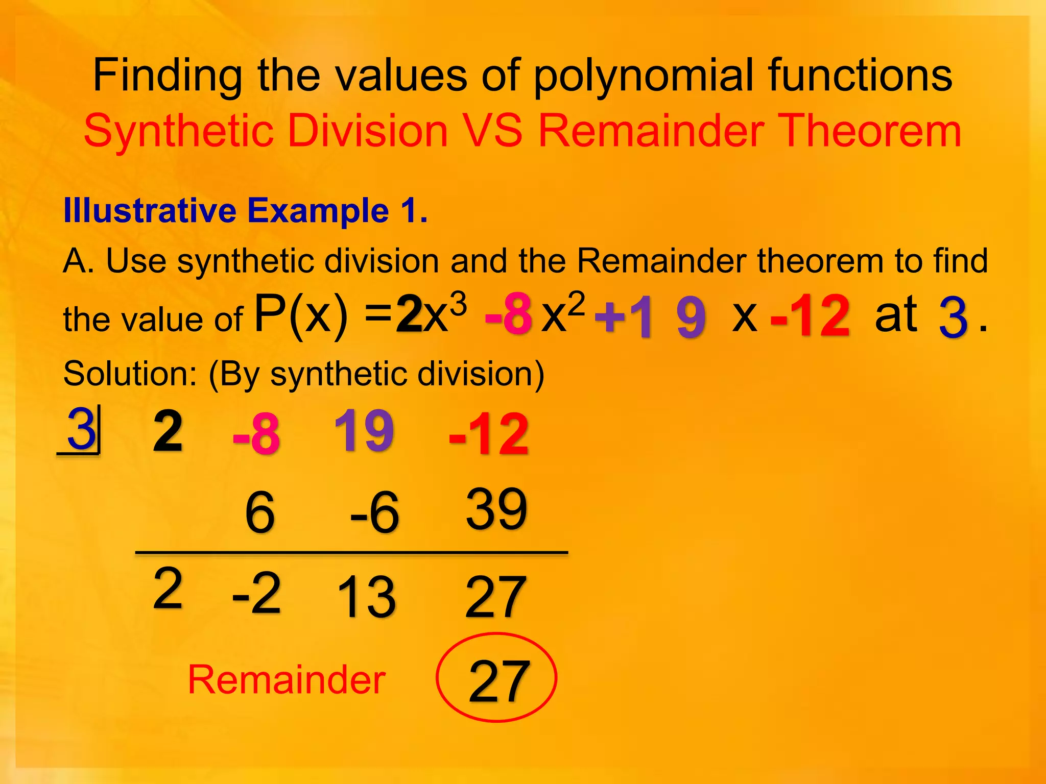 Finding values of polynomial functions | PPT