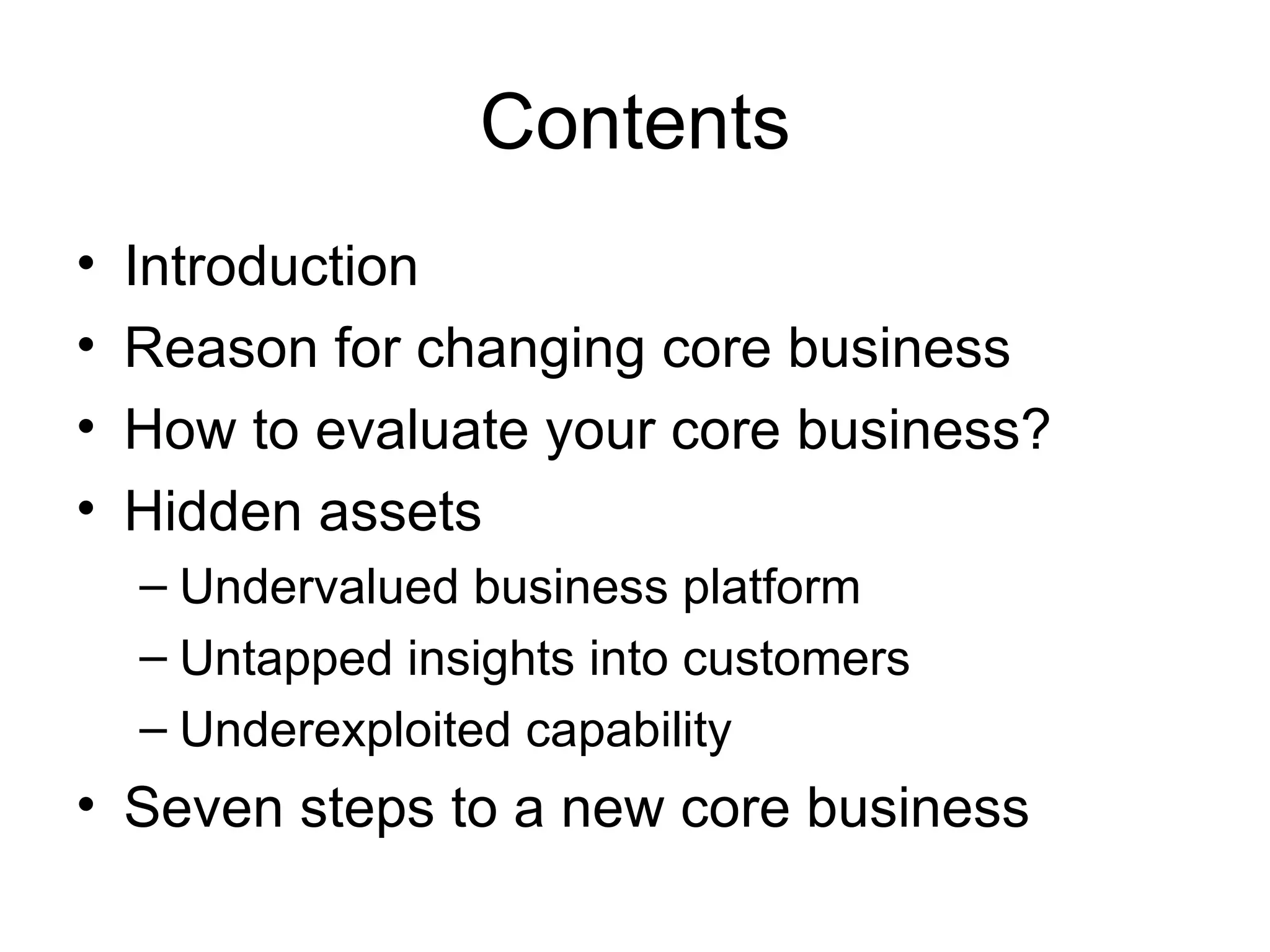 Finding your next core business | PPT