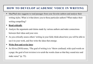 Finding Your Voice as an Academic Writer | PDF