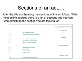 Finding your way around an act | PPT | Law