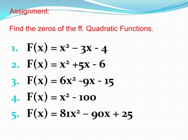 Finding zeros of a quadratic function | PPTX