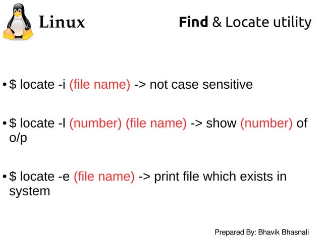 Find & Locate utility Linux | PPT