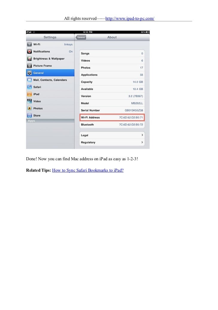 How do you find a mac address on an ipad - schoolbetta
