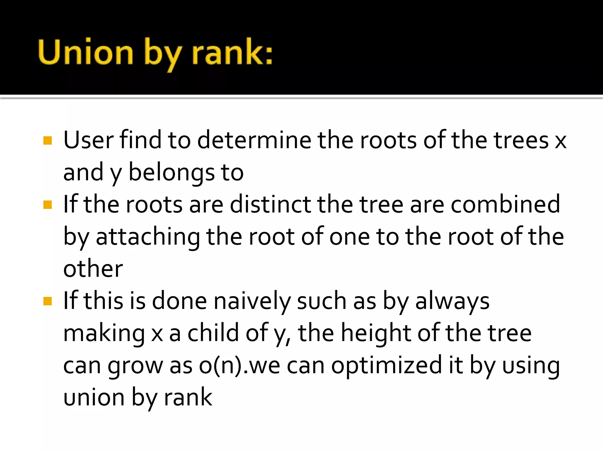 Find operation and smart union algorithm | PPTX