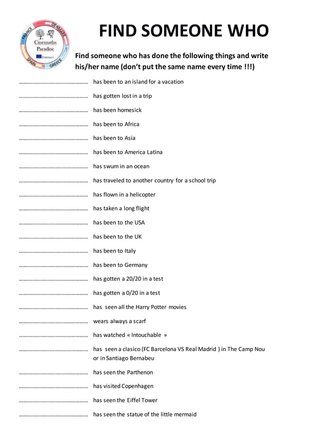 Find someone who | DOCX