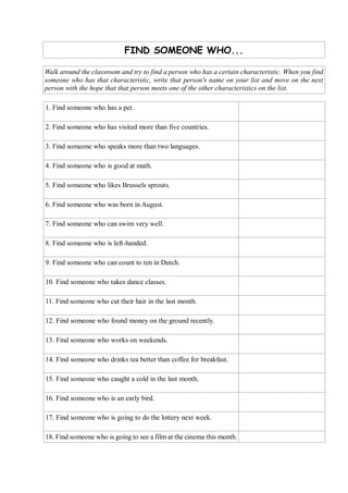 Find someone who... | PDF