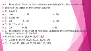 Finds the common multiples and the least common demo teach | PPT
