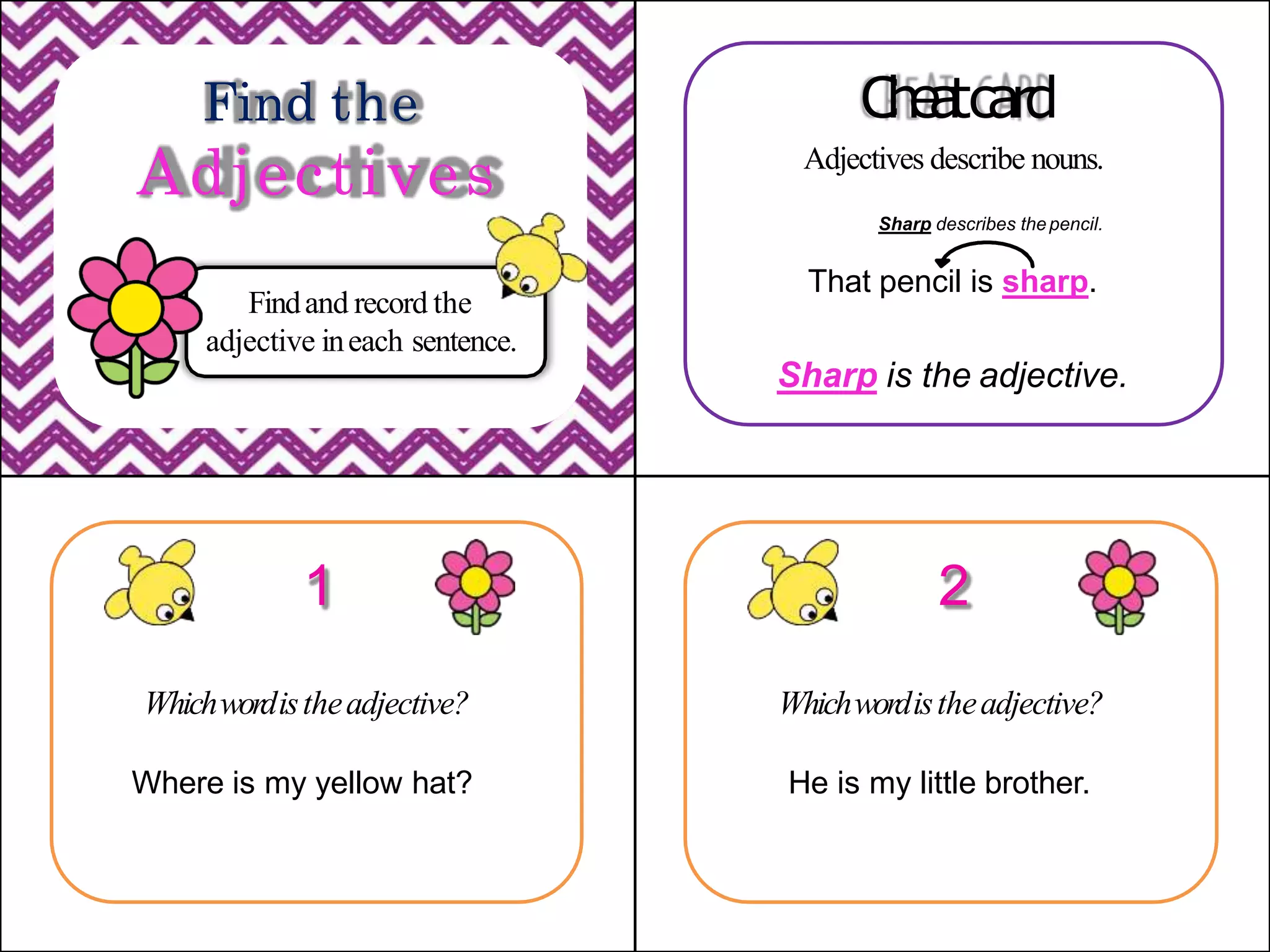 Find the Adjective Task Cards | PPT