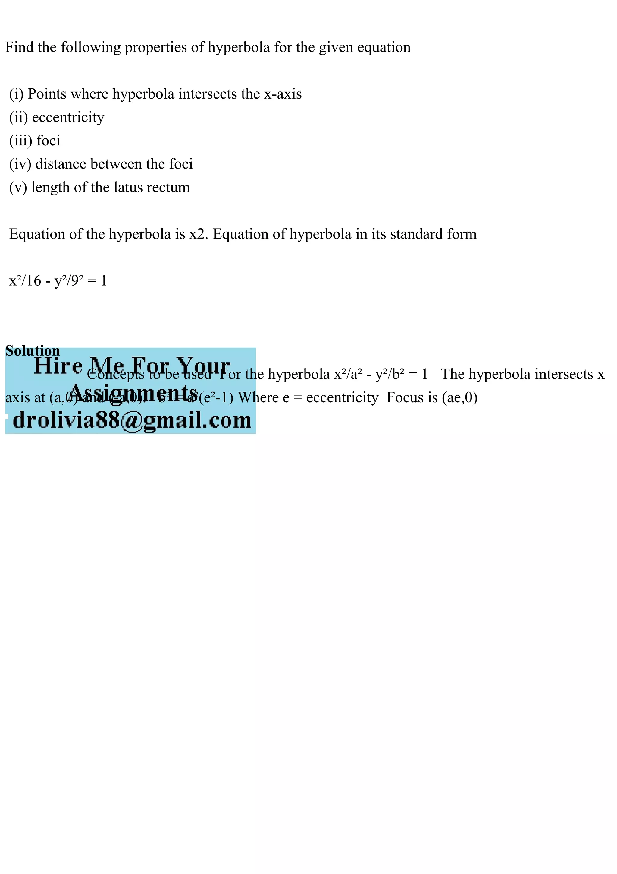 Find the following properties of hyperbola for the given equation.pdf