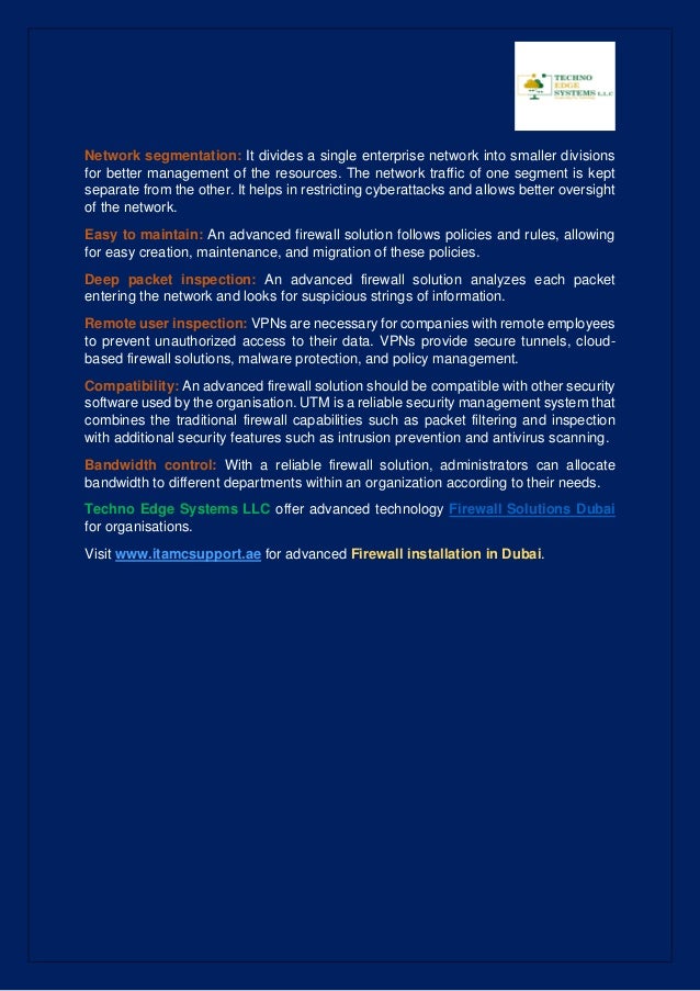 Find the key features of an advanced firewall solution | PDF