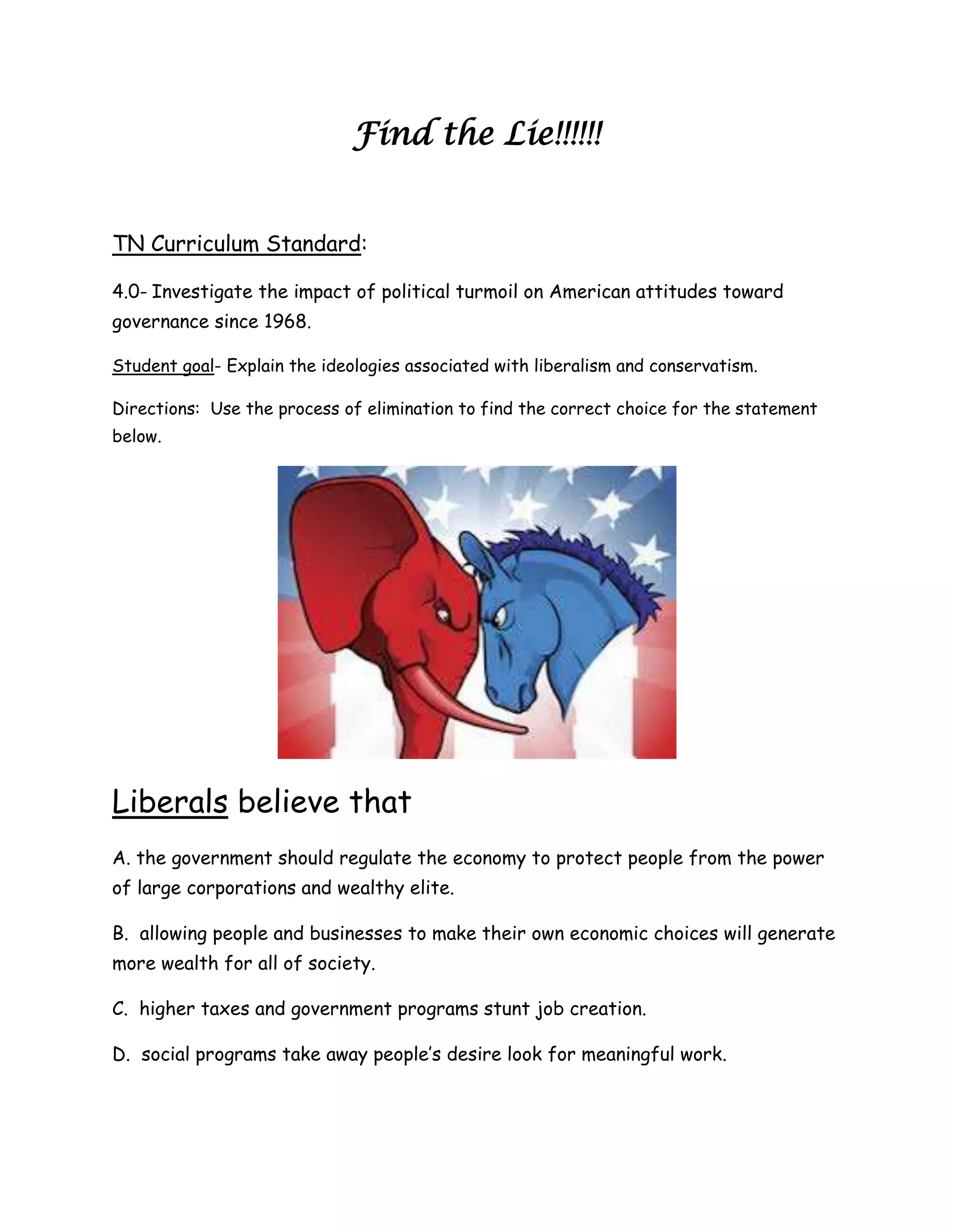 Find the lie liberalism vs. conservatism | PDF