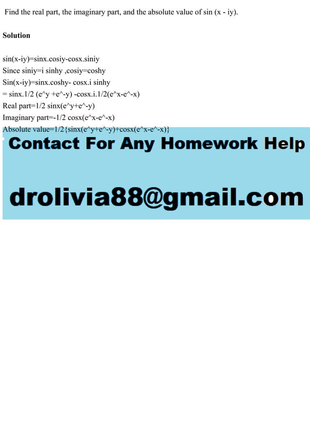 Find the real part, the imaginary part, and the absolute value of sin.pdf