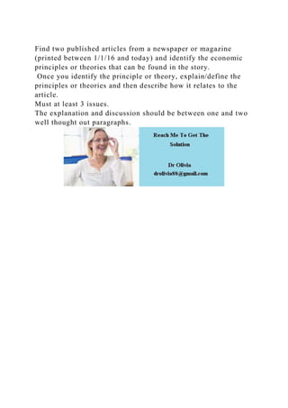 Find two published articles from a newspaper or magazine (printed be.docx