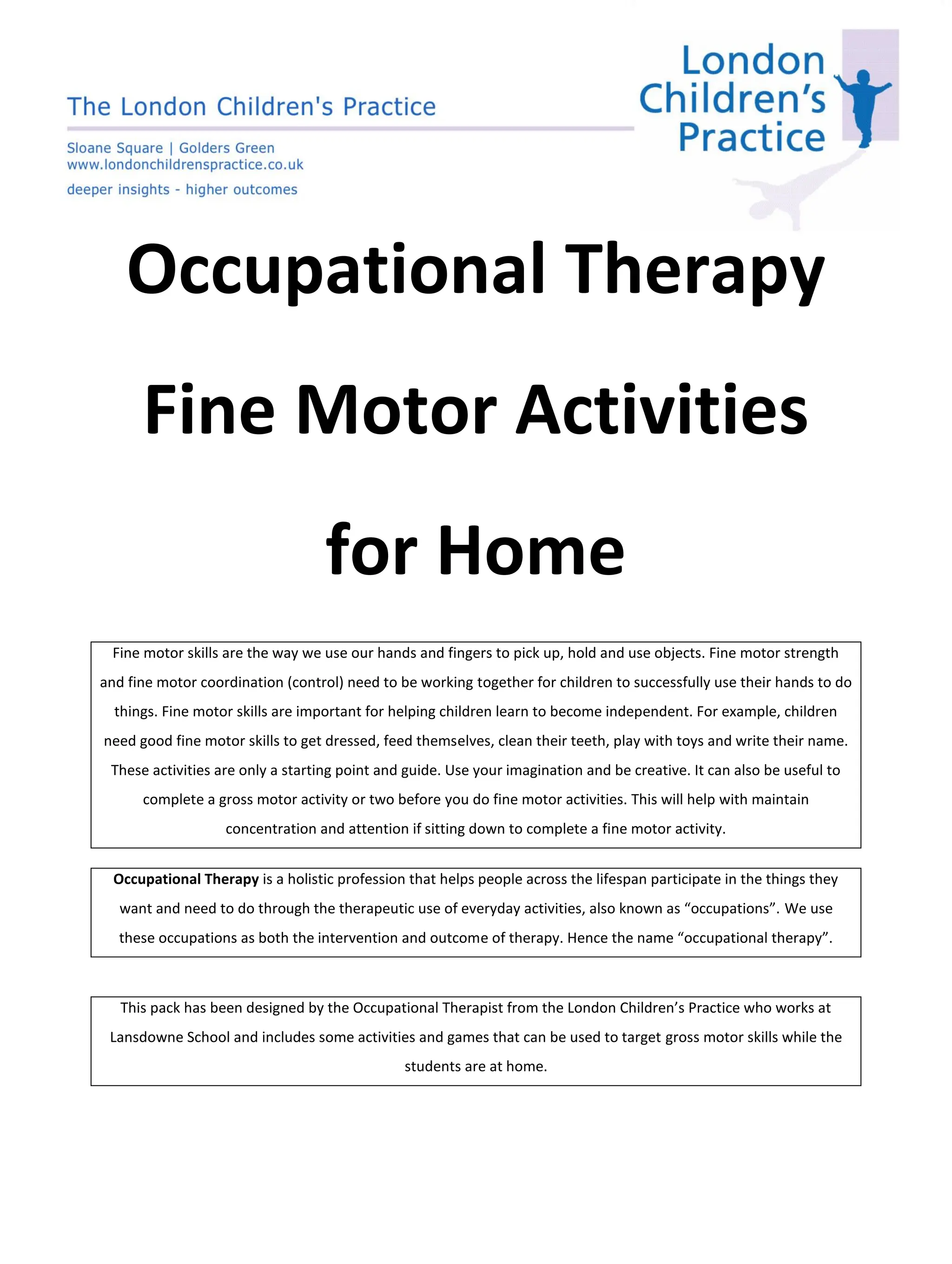 Fine-motor-Exercises-OT-Leaflet KIDS.pdf | Beadwork | Arts and Crafts