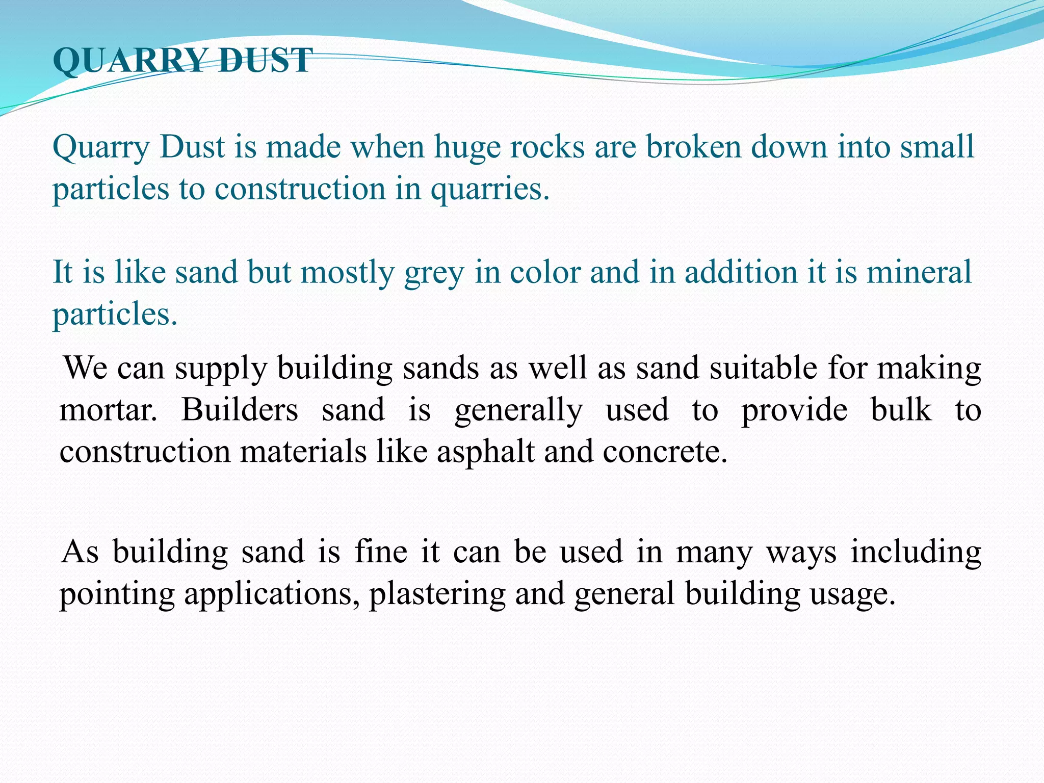 Fine aggregate with quarry dust and red soil in concrete | PPT