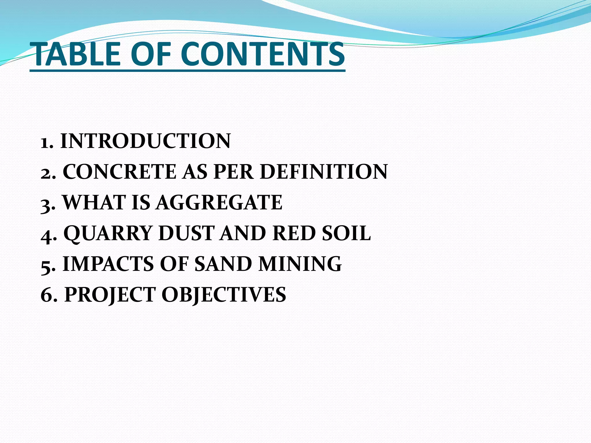 Fine aggregate with quarry dust and red soil in concrete | PPT