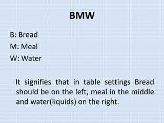 Fine dining etiquettes | PPTX