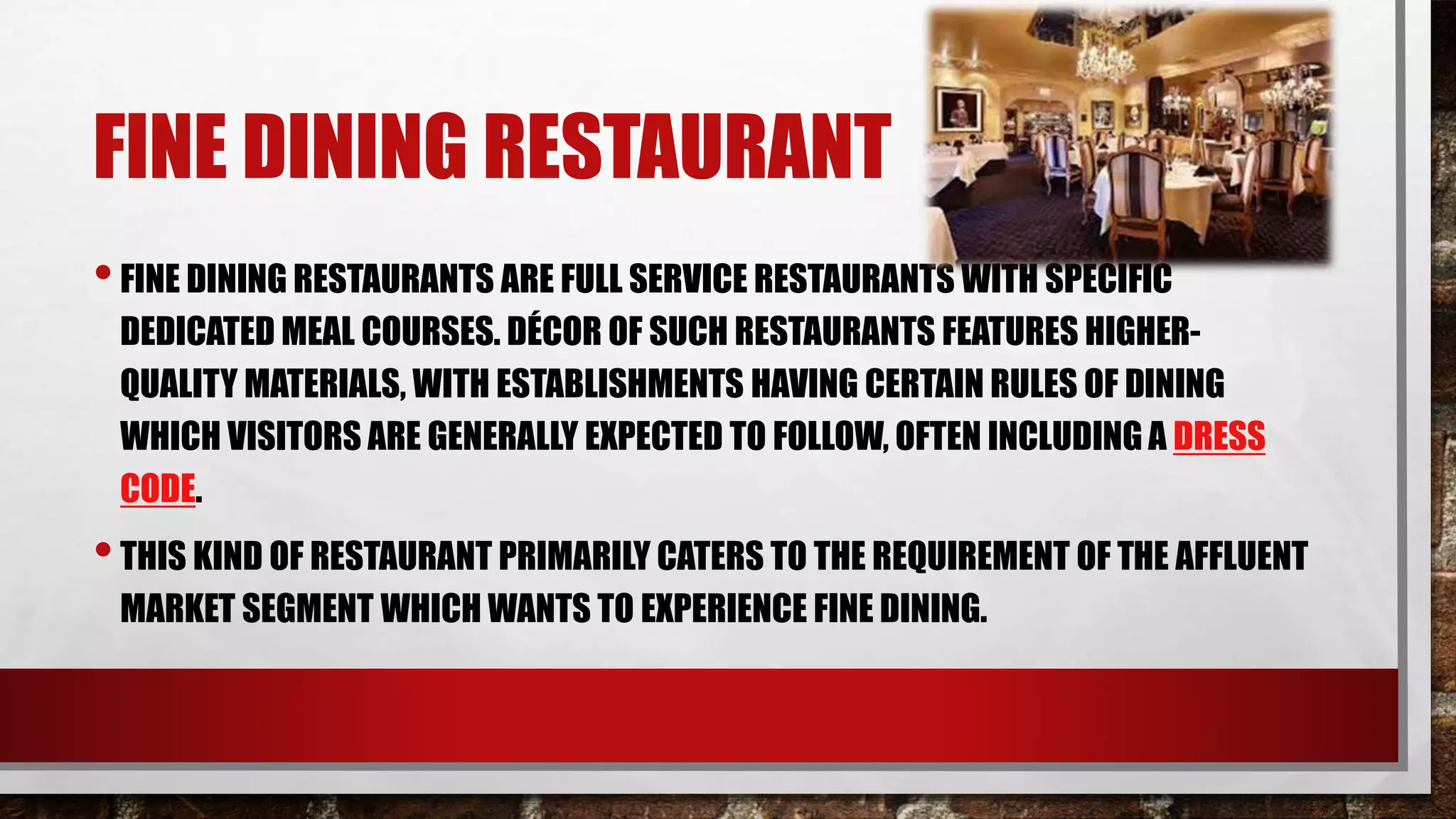 Fine dining restaurant | PPTX