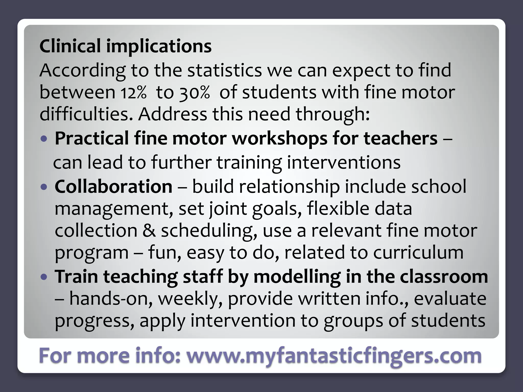 Fantastic Fingers®: Addressing young students fine motor needs through ...