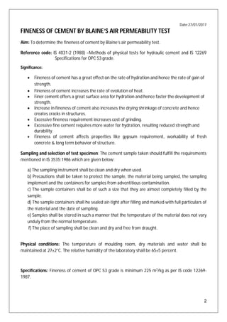 Fineness air permeability final (1) | PDF