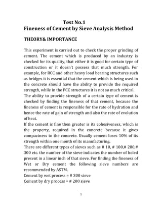 Fineness of cement test | PDF