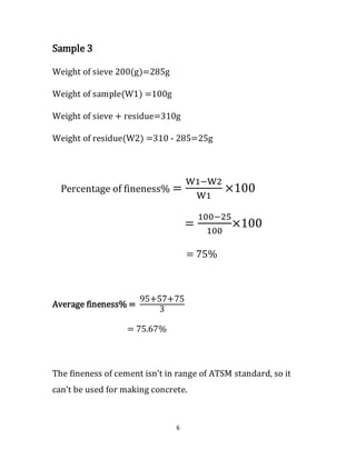 Fineness of cement test | PDF