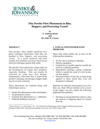 Fine powder flow phonomena in hoppers | PDF | Physics | Science