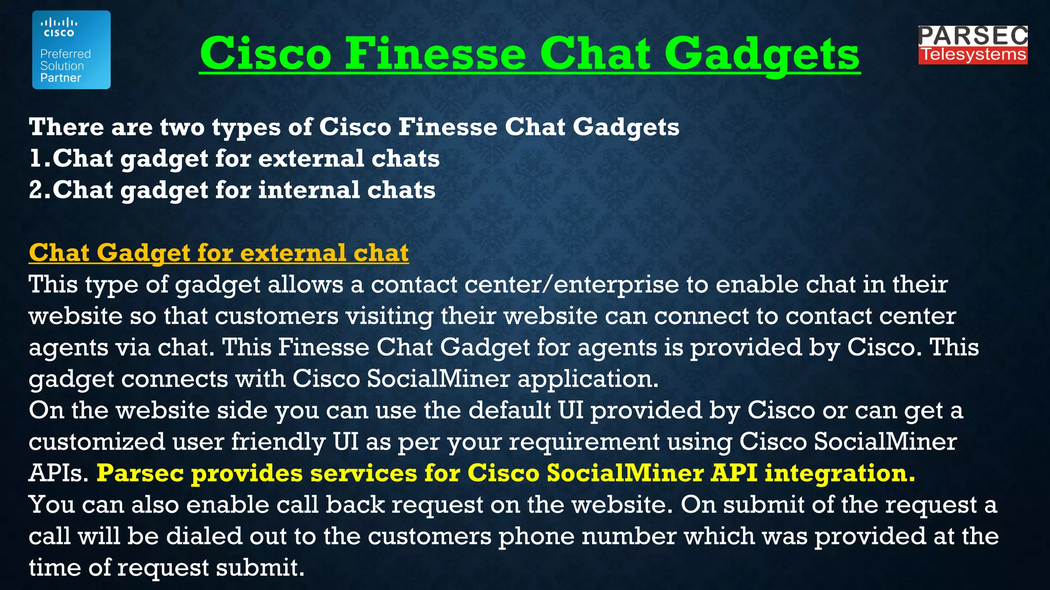 Cisco Finesse Chat Gadgets | PPS