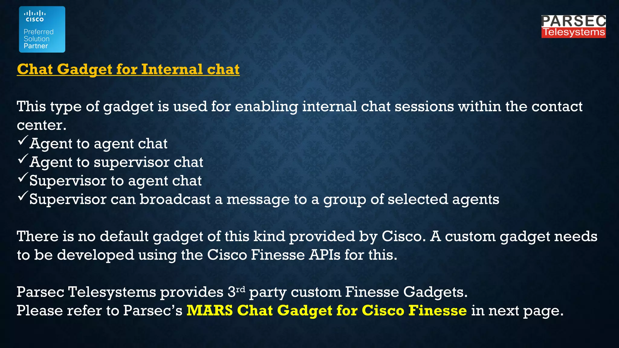 Cisco Finesse Chat Gadgets | PPS