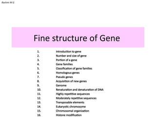 Fine structure of Gene (structure and Regions of gene), chromosomal ...
