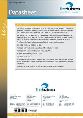 Fine Tubes Literature | PDF
