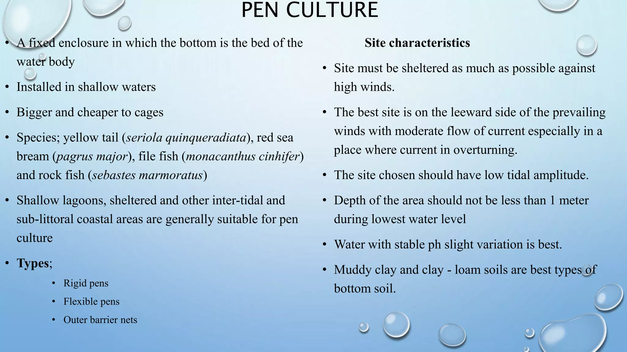 Finfish culture systems and practices | PPTX