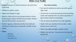 Finfish culture systems and practices | PPTX