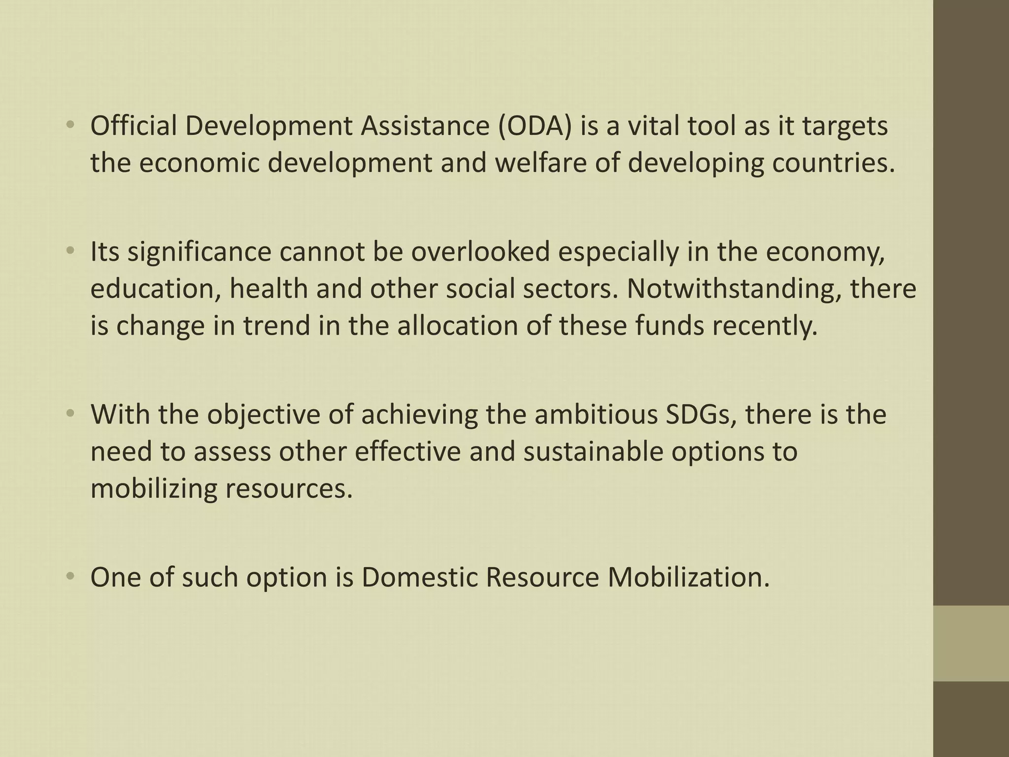 Financing for Development: The Need and Importance of Domestic Resource ...