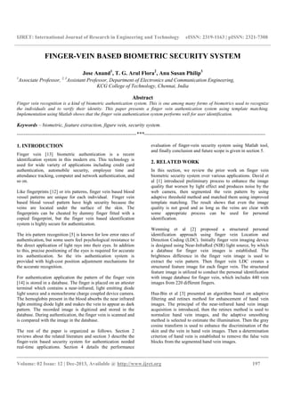 Finger vein based biometric security system | PDF | Computing | Technology & Computing