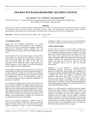 Finger vein based biometric security system | PDF