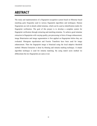 Fingerprint Recognition Technique(PDF) | PDF