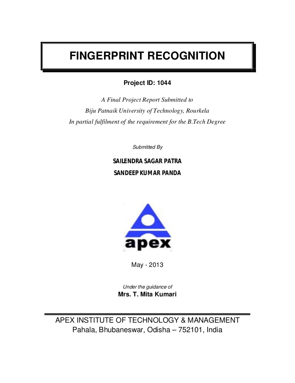 Fingerprint Recognition Techniques