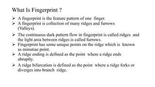Fingerprint recognition presentation | PPTX