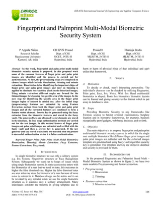 Fingerprint and Palmprint Multi-Modal Biometric Security System | PDF