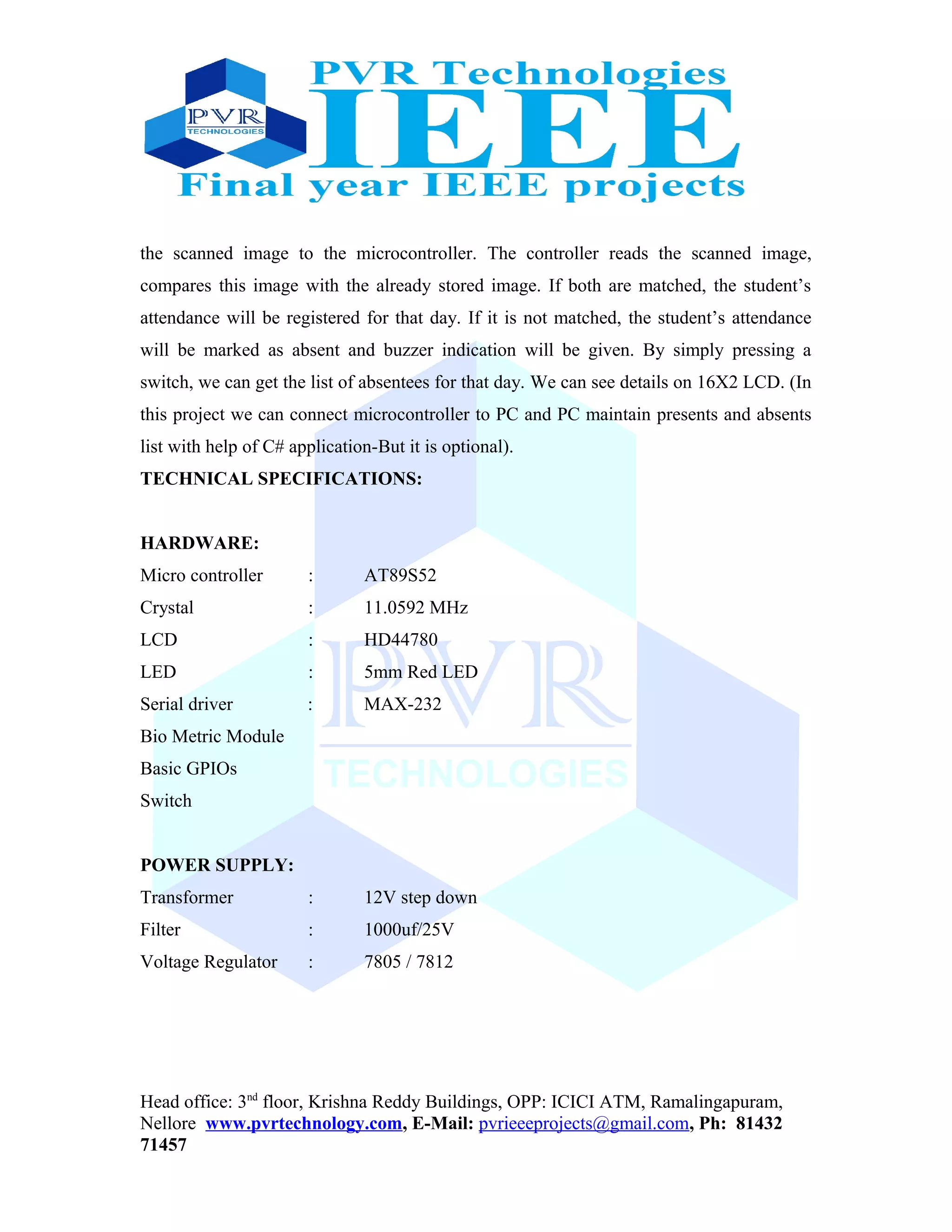 Fingerprint based attendance record system | DOC