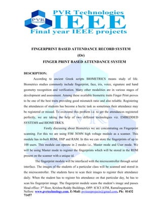 Fingerprint based attendance record system | DOC