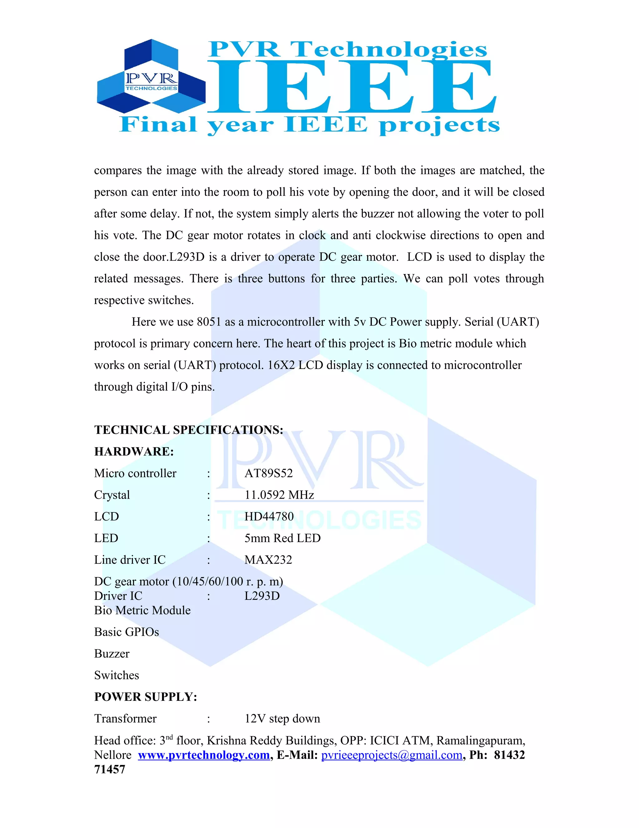 Fingerprint based electronic voting system | DOC