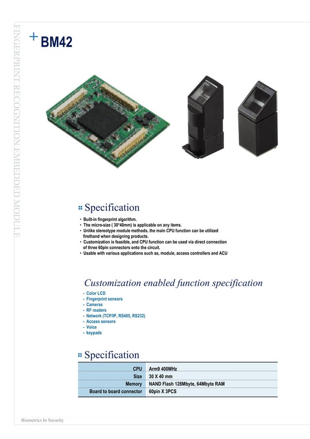 FINGERPRINT RECOGNITION EMBEDDED MODULE | PDF