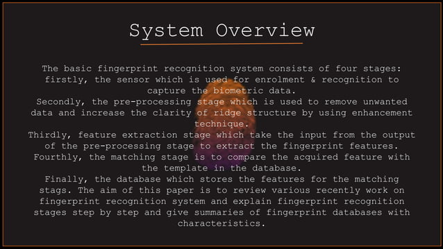 Fingerprint Authentication Using Biometric And Aadhar Card Fingerprint | PPTX | Operating ...