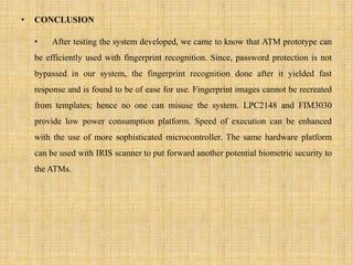 FINGERPRINT BASED ATM SYSTEM............... | PPTX