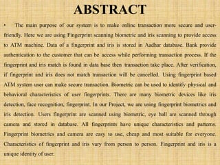 FINGERPRINT BASED ATM SYSTEM............... | PPTX