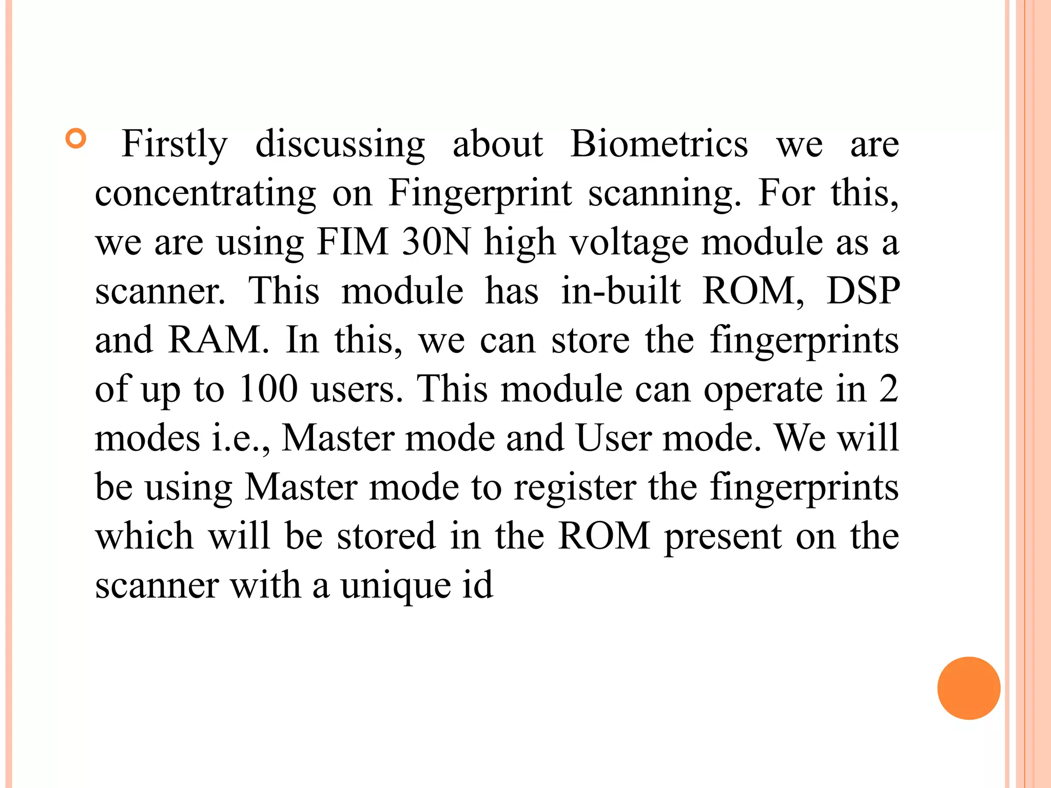 Finger print based door access system | PPT