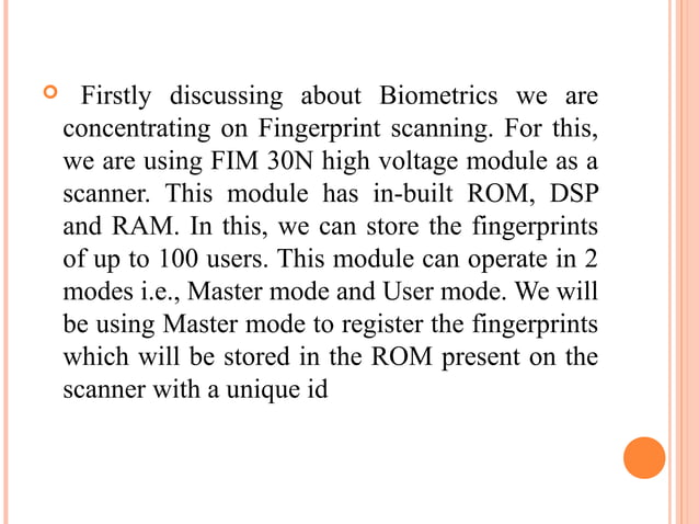 Finger print based door access system | PPT | Operating Systems | Computer Software and Applications
