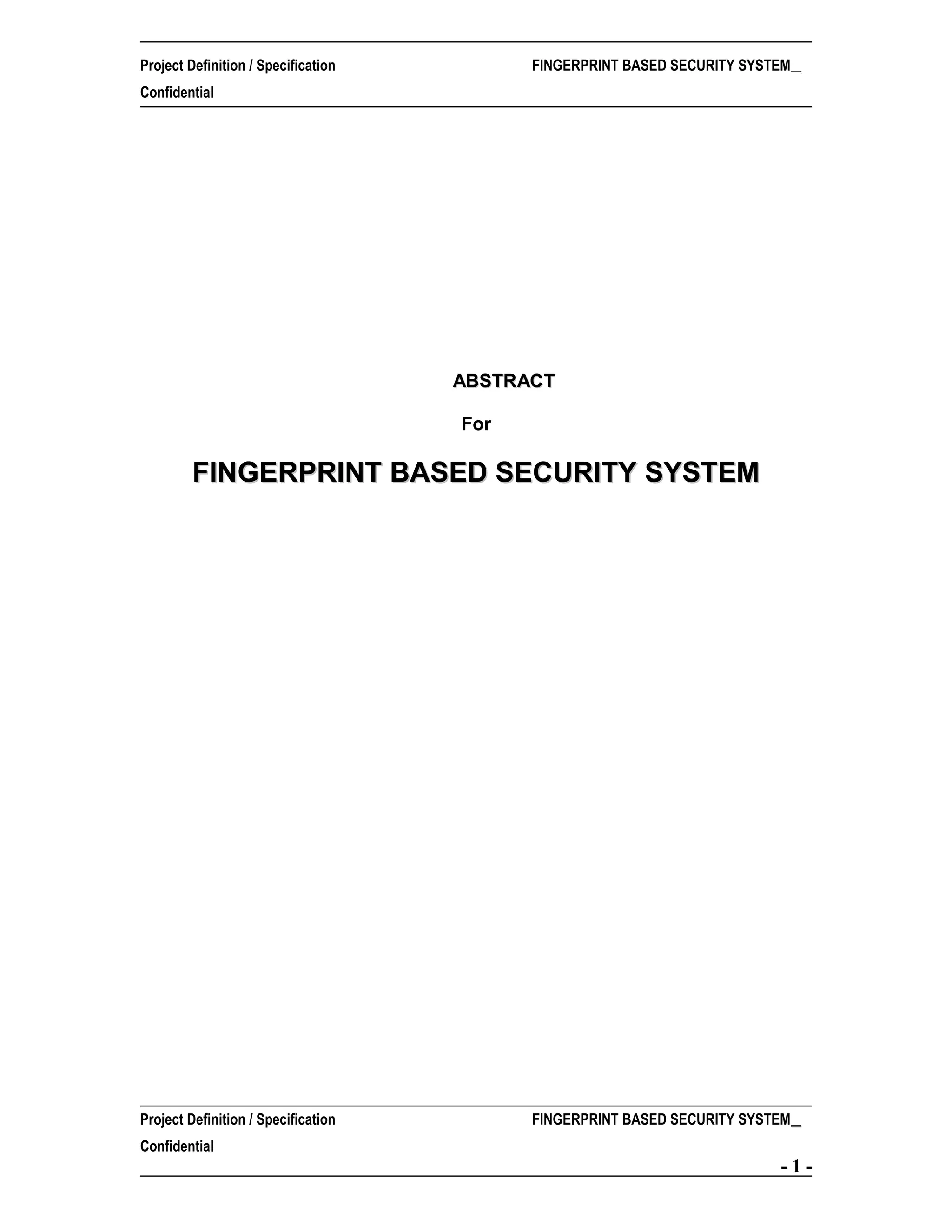 Fingerprint based security system | PDF
